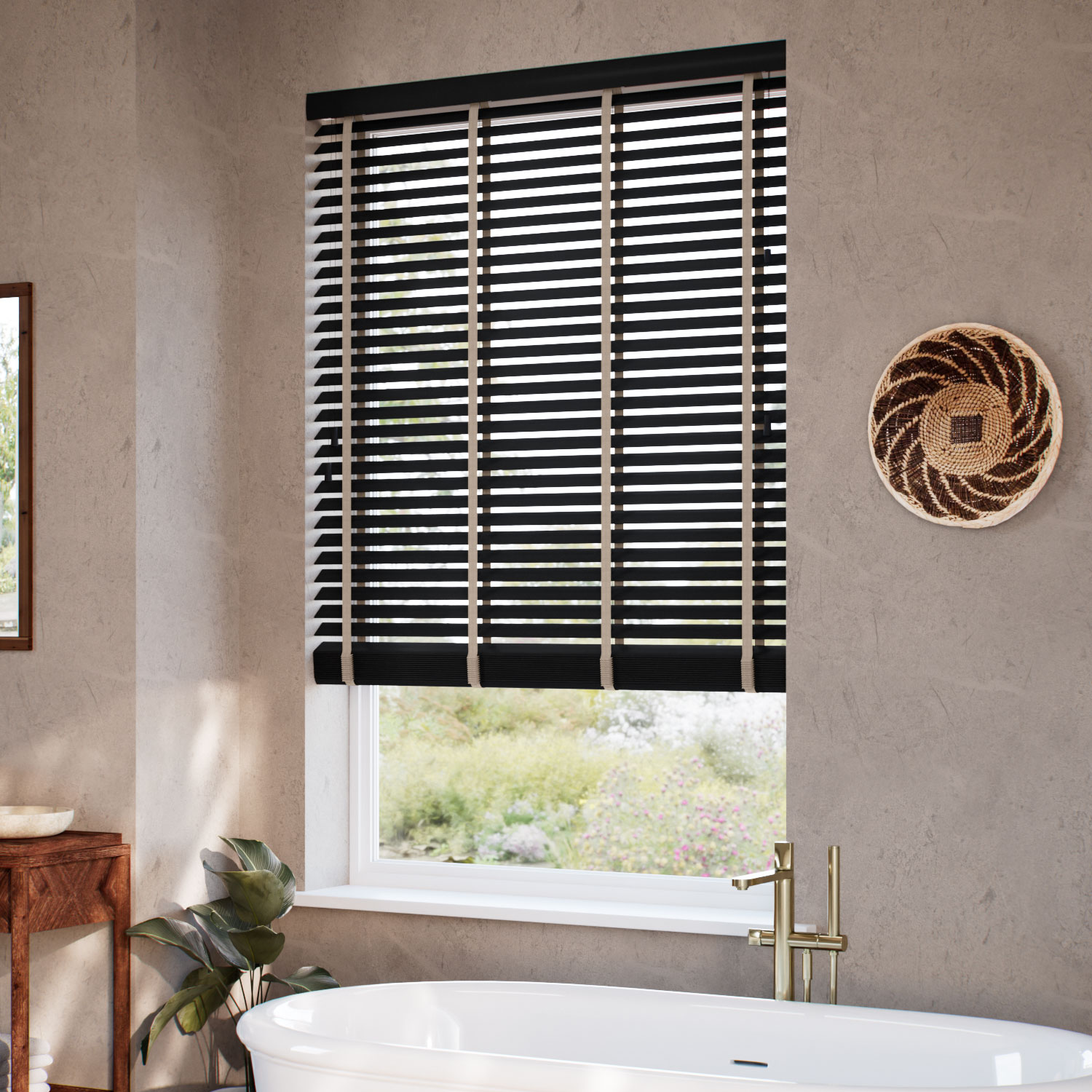 Dark Storm & Chevron Basalt Wooden Blind - 50mm Slat