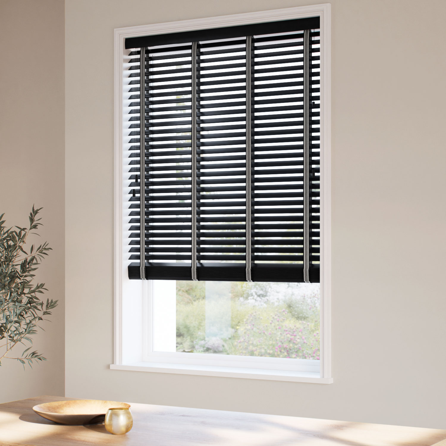 Dark Storm & Tapestry Mono Wooden Blind - 50mm Slat