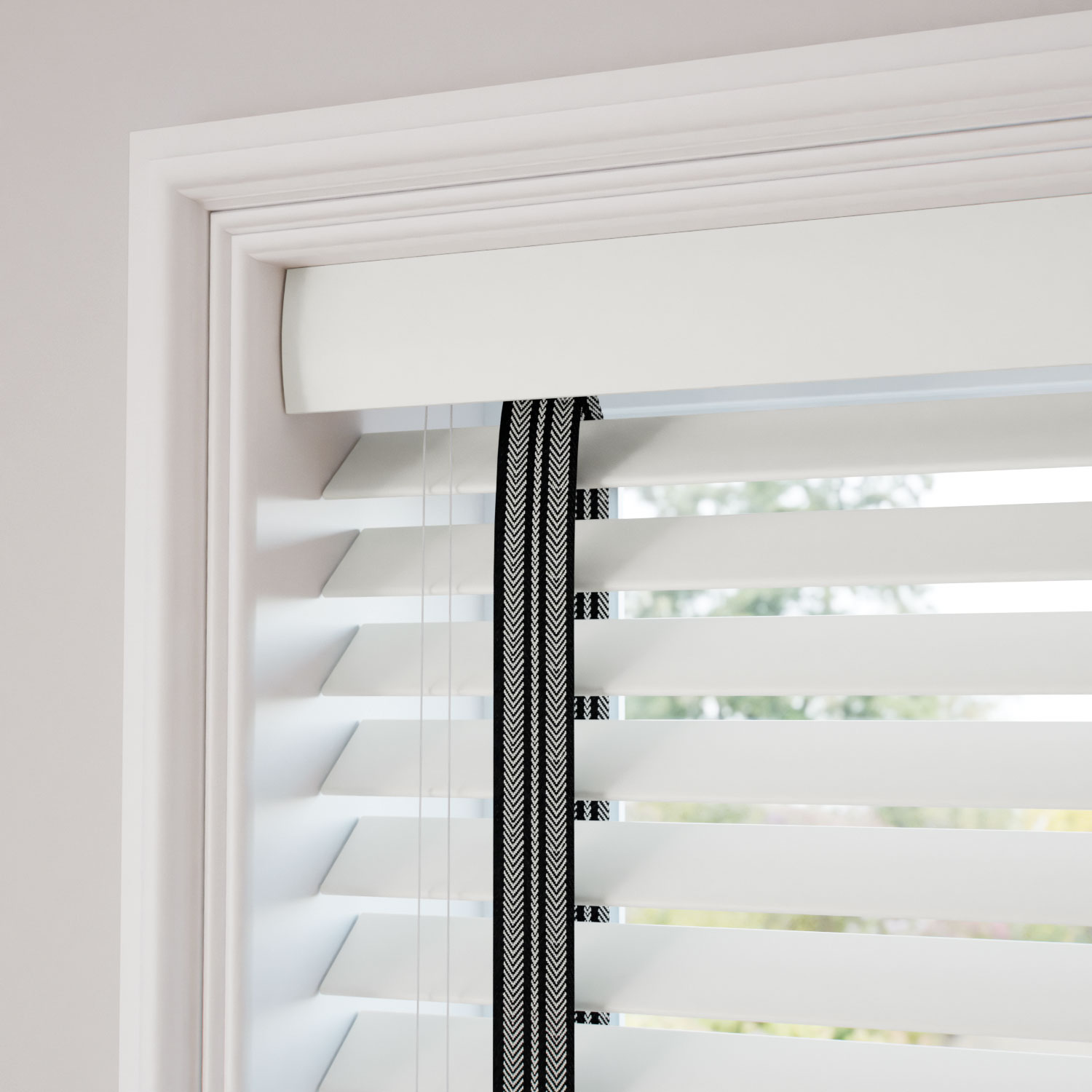 Vintage White & Tapestry Mono Wooden Blind - 50mm Slat