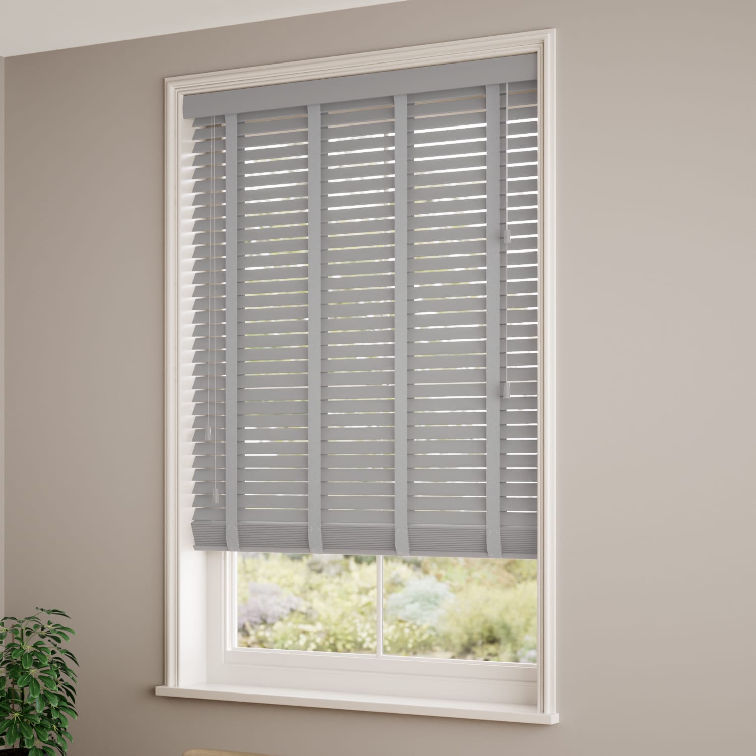 Morel & Light Grey Wooden Blind- 50mm Slat