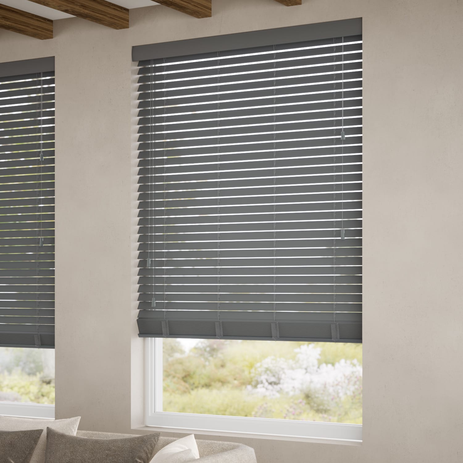 Everest Grey Wooden Blind - 50mm Slat