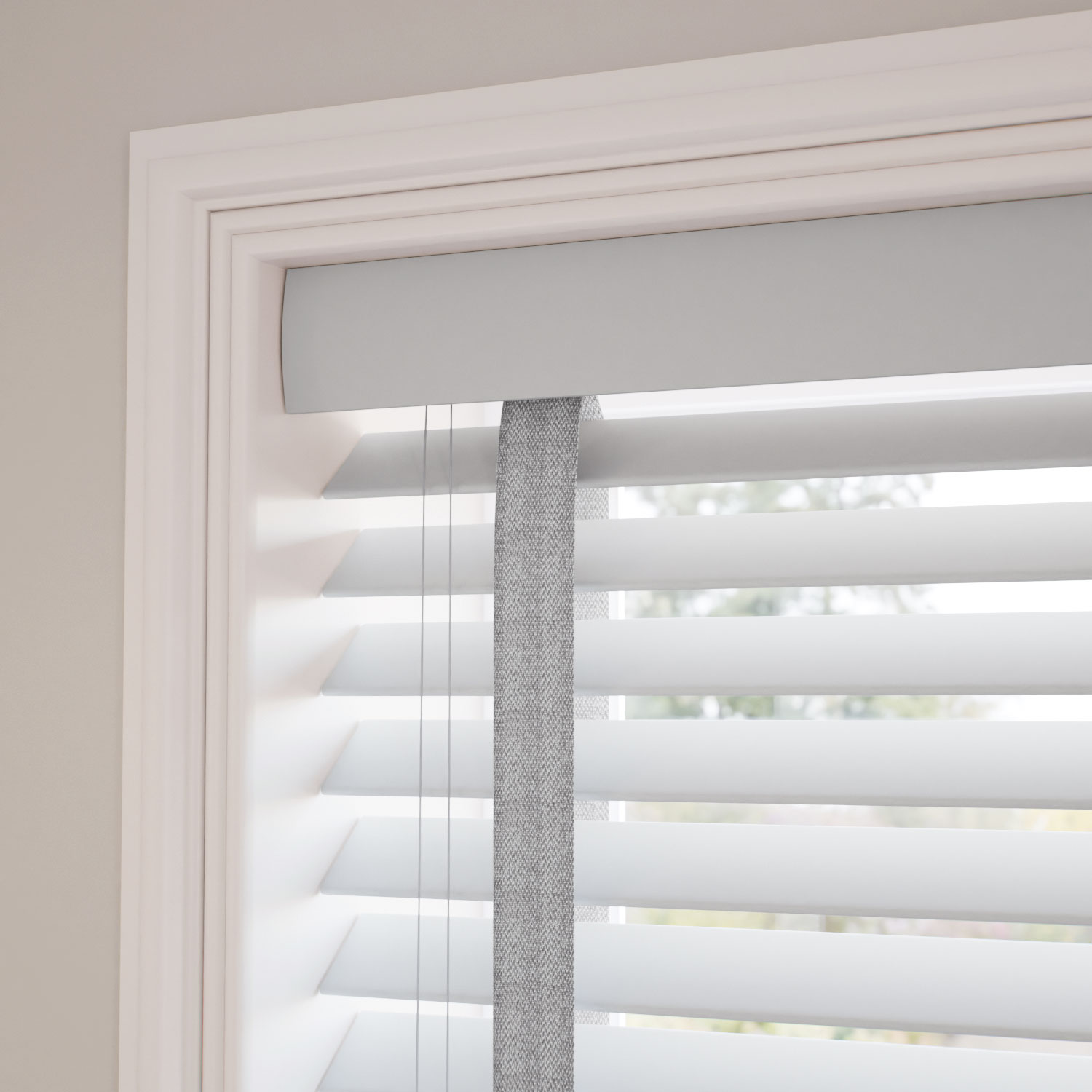 Turtle Dove Grey & Berber Silver Faux Wood Blind - 50mm Slat