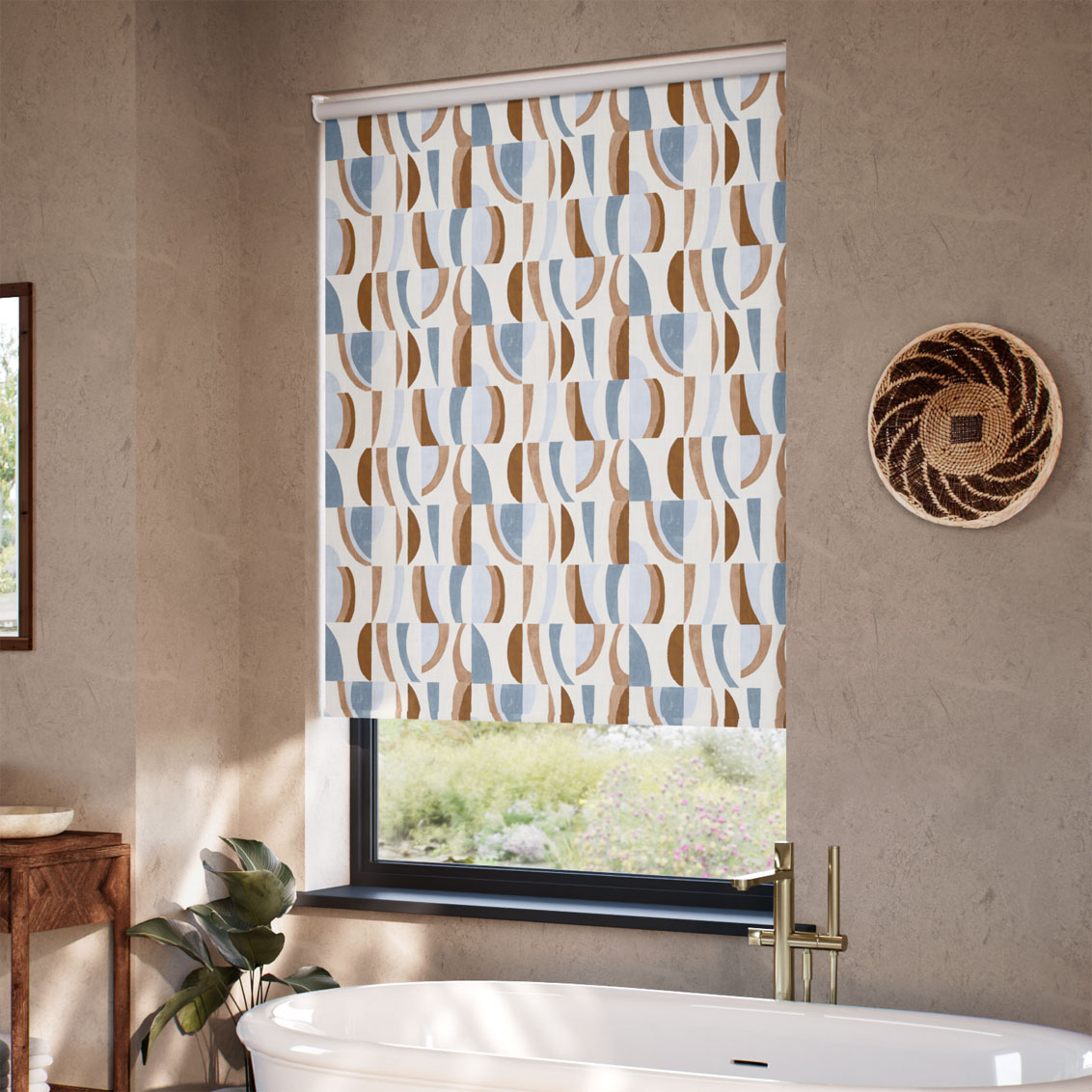 Twist2Go Torillo Terracotta & Pacific Roller Blind