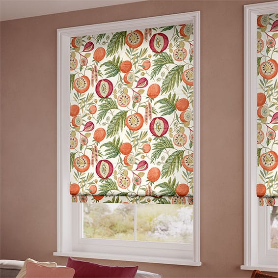 Tropical Fruit Berry Ivory Roman Blind