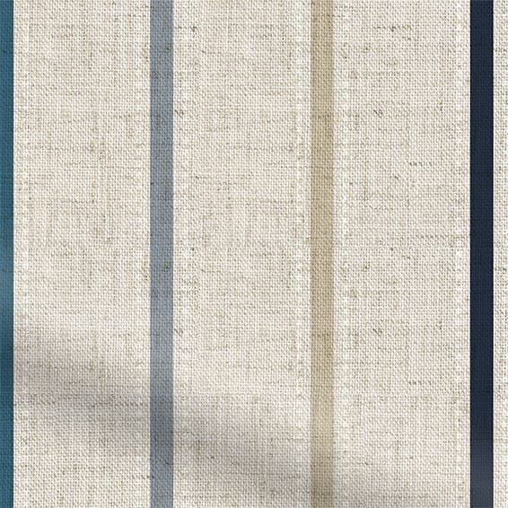 Twill Stripe Linen Ribbon Blue Curtains