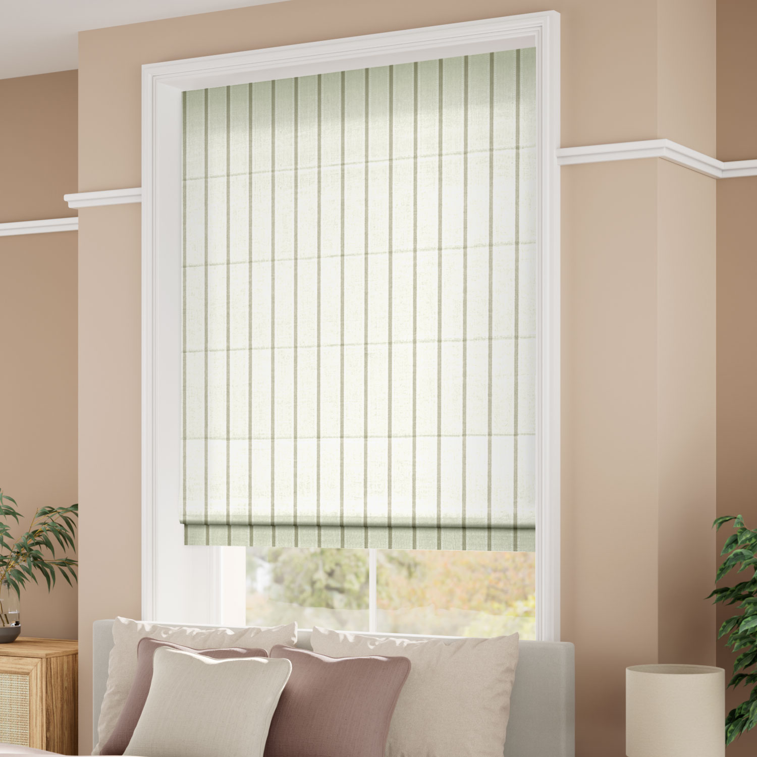Twill Stripe Stone Roman Blind