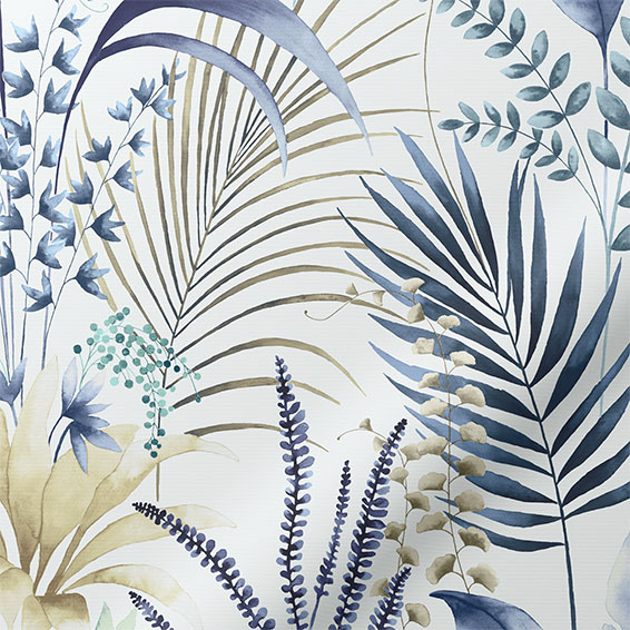 Twist2Go Splash Blackout Inky Botanical Blue Stone Roller Blind