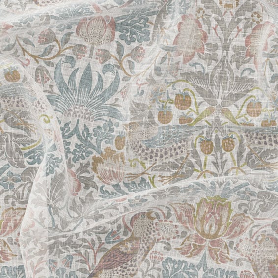Twist2Go William Morris Strawberry Thief Voile Rose Chalk Roller Blind