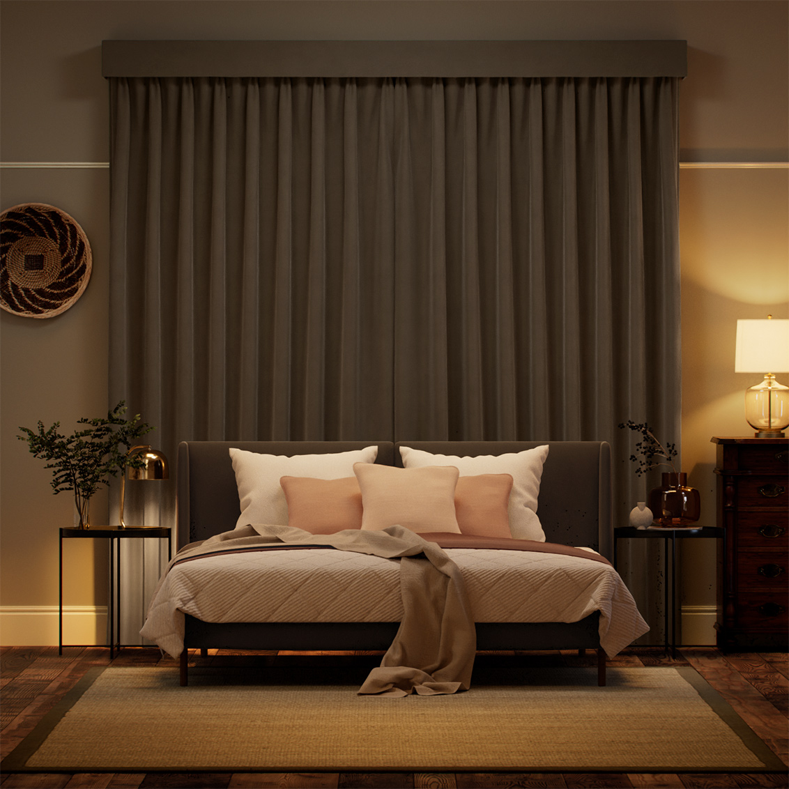 Complete Blackout Velvet Stone Curtain