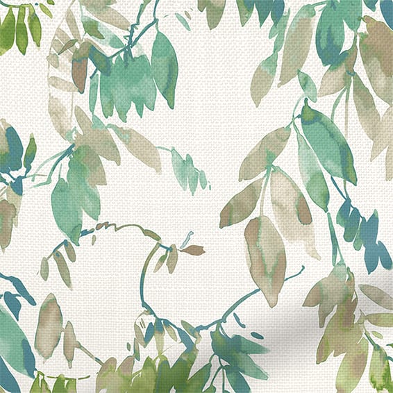 Watercolour Canopy Leaf Green Curtains