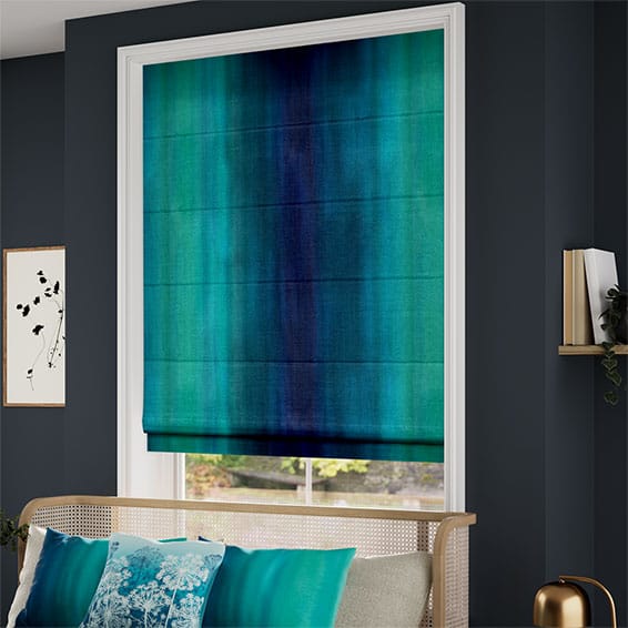 Watercolour Teal Roman Blind