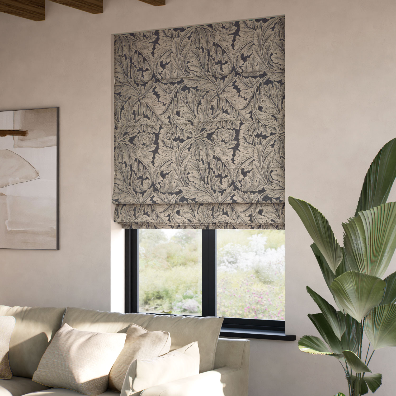 William Morris Acanthus Jacquard Antique Bronze Roman Blind