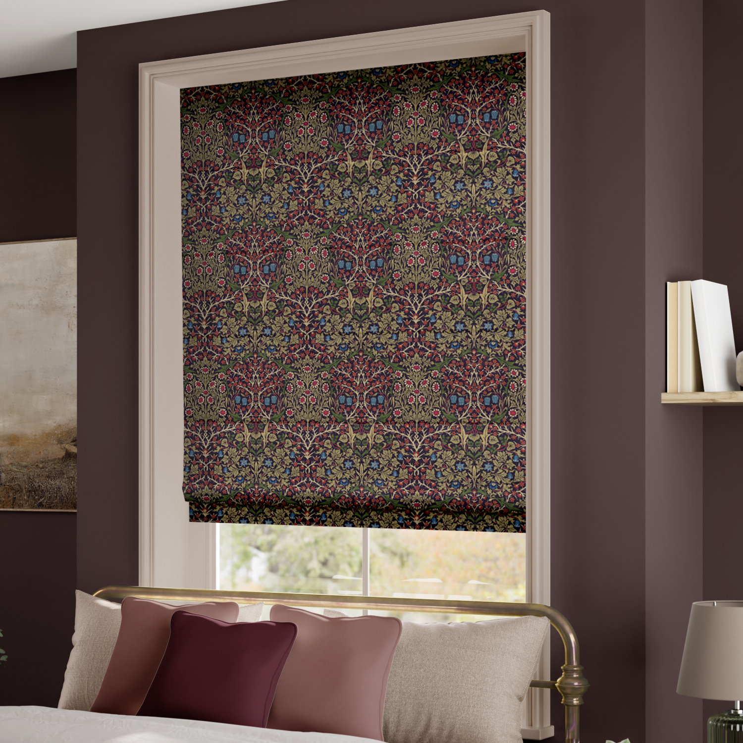 William Morris Blackthorn Damson Roman Blind