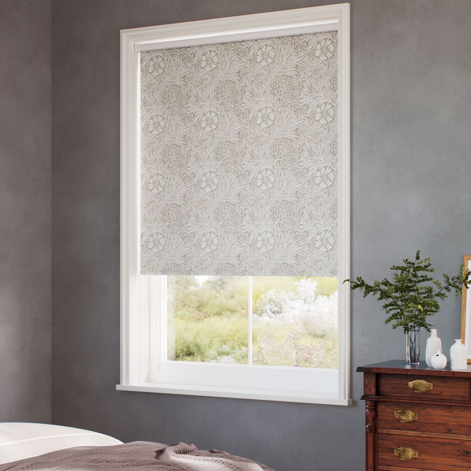 William Morris Marigold Jacquard Linen Roller Blind