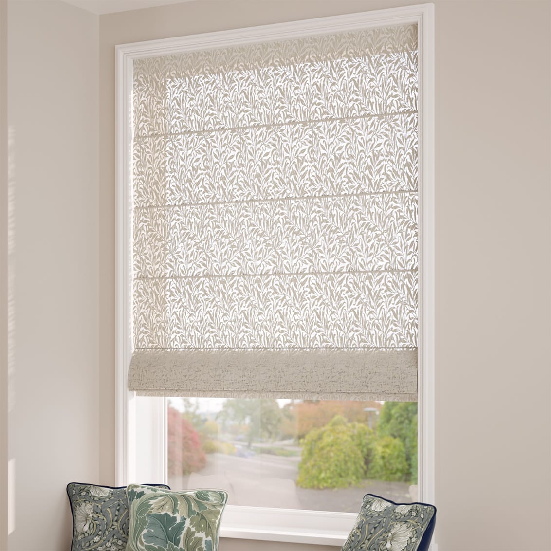 William Morris Willow Bough Voile Linen Roman Blind