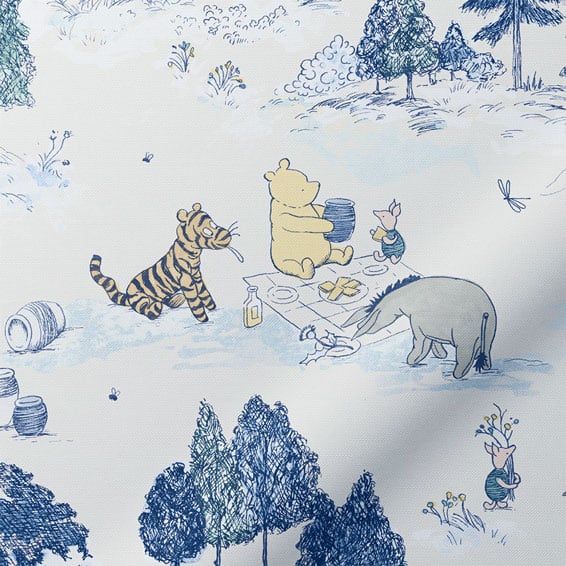 Winnie The Pooh Toile Blue Roman Blind