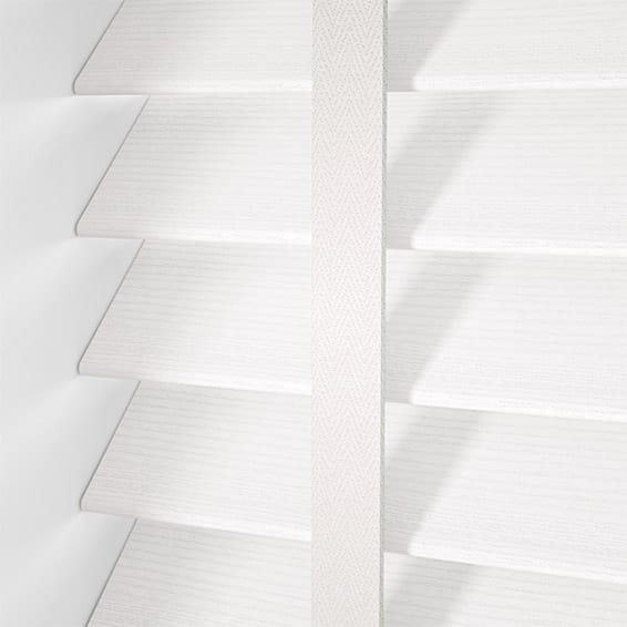 Brilliant White & Fresh White Faux Wood Blind - 64mm Slat