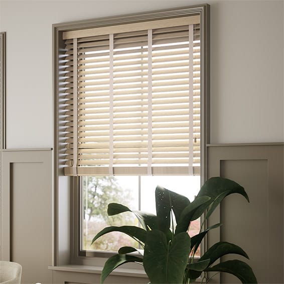 Natural Pine & Putty Faux Wood Blind - 50mm Slat